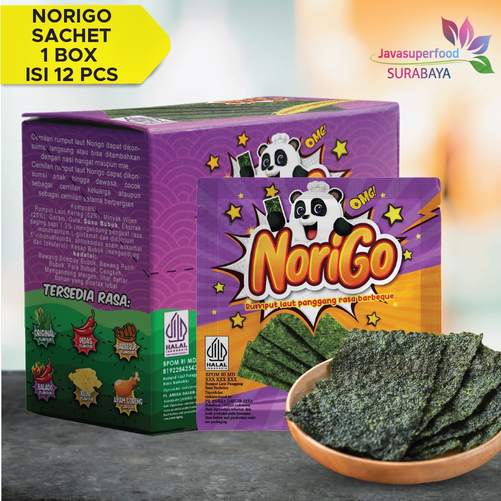 Jual SBY. Norigo (1 BOX ISI 12 PCS) / Nori Sachet Seaweed Snack 3g ...