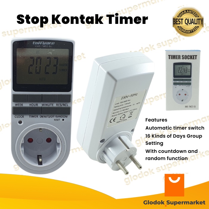 Jual Stop Kontak Timer Digital Socket Colokan Penghitung Waktu Taffware ...