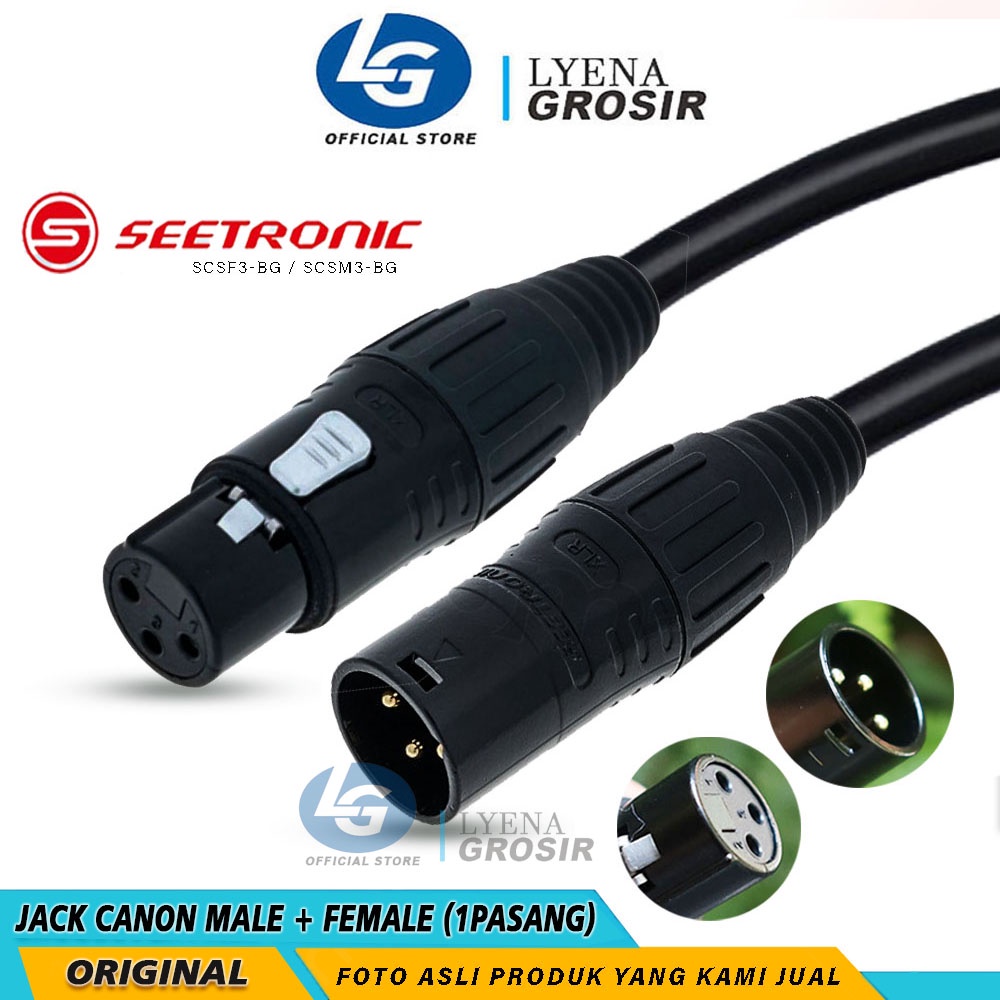 Jual Sepasang Jack Canon Xlr Seetronic Male Female SCSF3-BG / SCSM3-BG Original | Shopee Indonesia