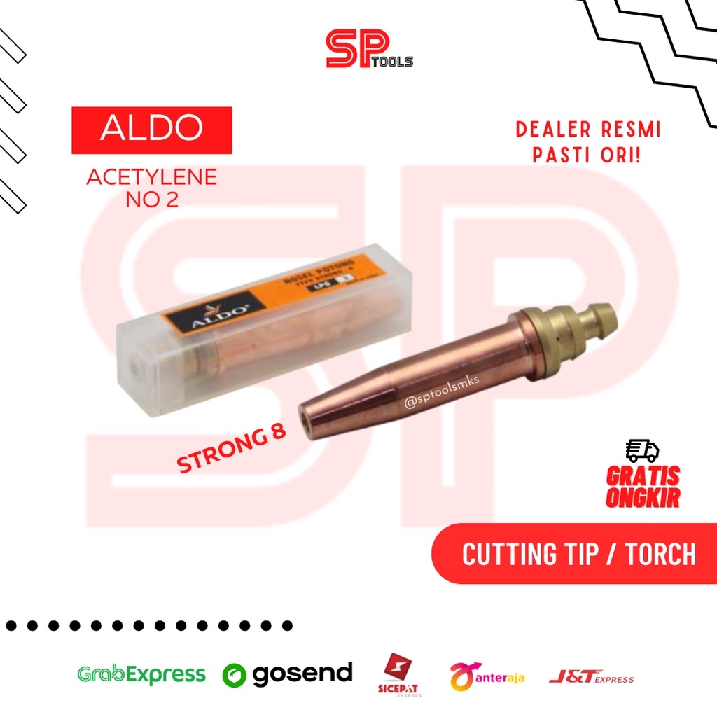 Jual CUTTING TIP / TORCH NOZZLE TIP STRONG 8 NO 2 ACET ACETYLENE ALDO ...