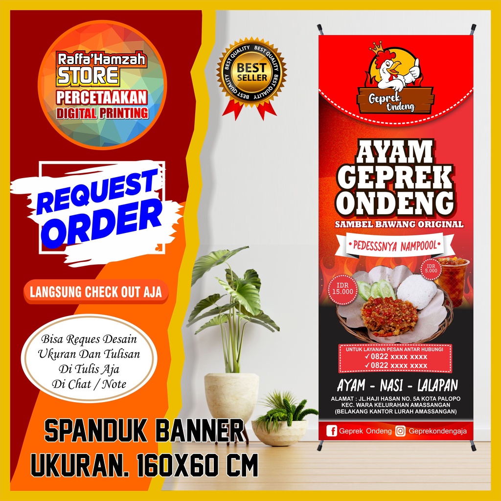 Jual Spanduk Berdiri Ayam Geprek, banner Ayam Geprek Sepanduk Ayam ...