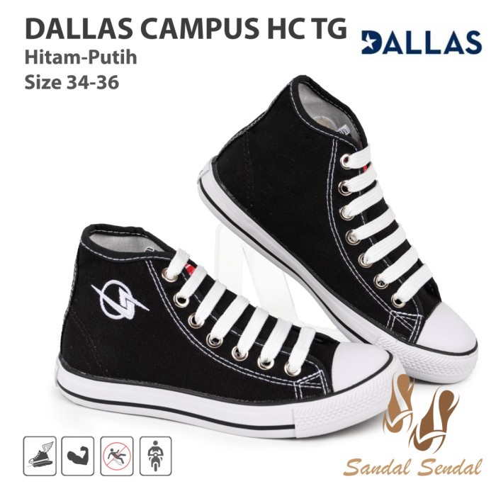 Jual SEPATU DALLAS CAMPUS HIGH CUT (HC) BLACK WHITE | Shopee Indonesia