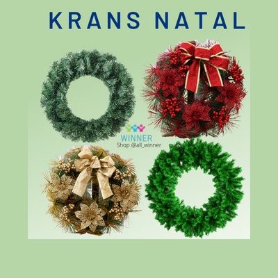 Jual HIASAN KRANS NATAL DEKORASI NATAL Christmas XMAS 30cm Krans BULAT ...