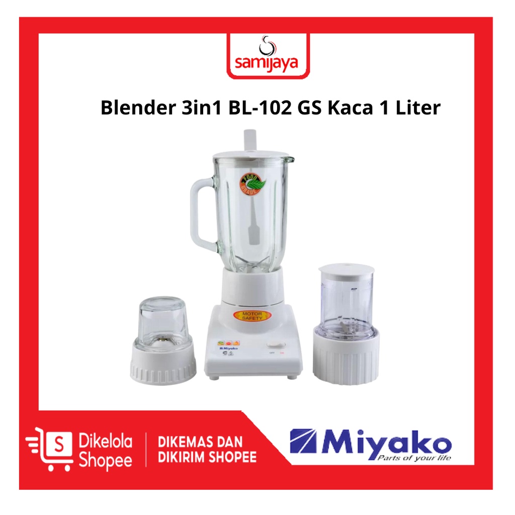 Jual BLENDER MIYAKO 3IN1 BL-102GS BL102GS BL 102 GS KACA KAPASITAS 1L BERGARANSI | Shopee Indonesia