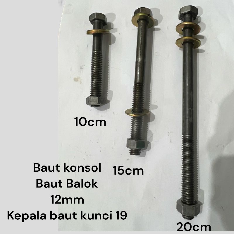 Jual BAUT KONSOL 12mm / BAUT BALOK 12mm PANJANG 10cm 15cm 20cm / BAUT ...