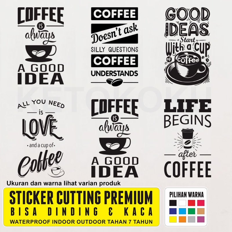 Jual Stiker Dinding Kaca Cafe Quotes Kopi Coffee Shop Sticker Cutting 1 ...