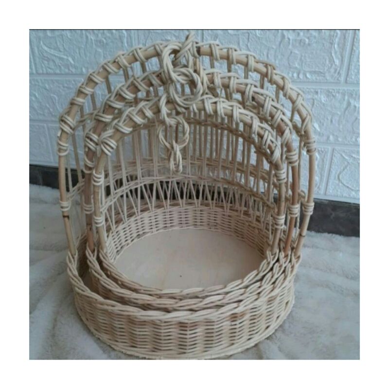 Jual KERANJANG PARCEL ROTAN HALUS 1 SET ISI 3 MODEL SANGKAR BURUNG ...