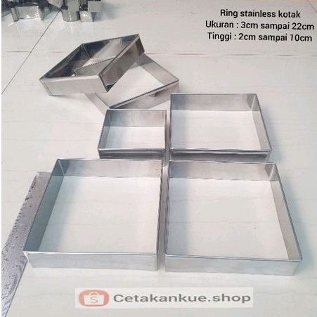 Jual ring kotak stainless ukuran lengkap 3cm sampai 22cm tinggi 3cm ...