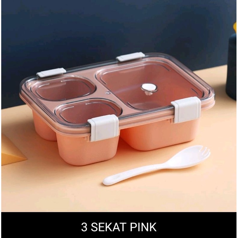 Jual Lunch Box 3 Sekat Kotak Makan 4 Sekat 850 ml dan 1250 ml Tutup Transparan dan Tahan Panas ...