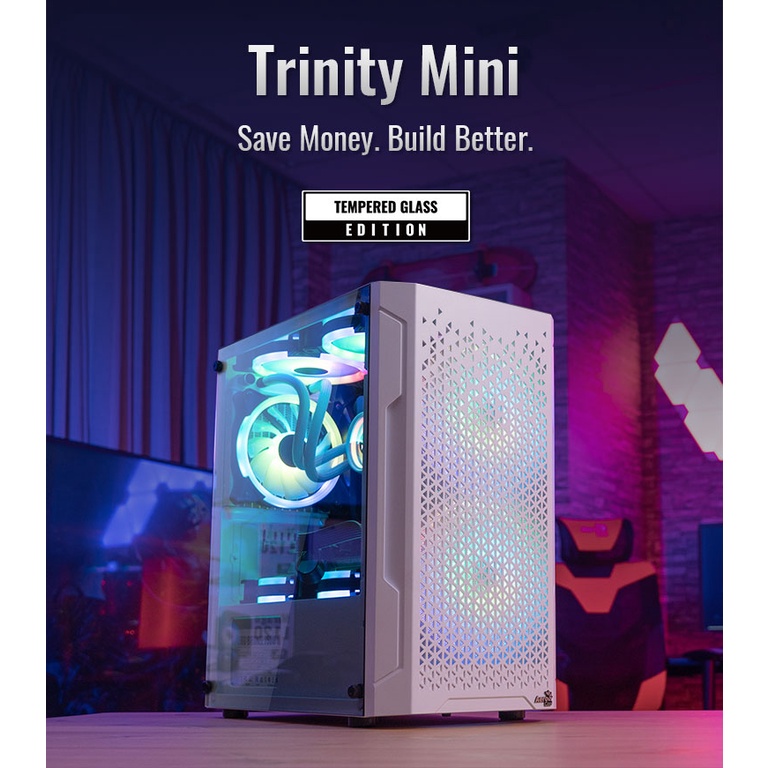 Jual PC Case Casing AeroCool Trinity Mini White Free 3 Fan RGB mATX ...