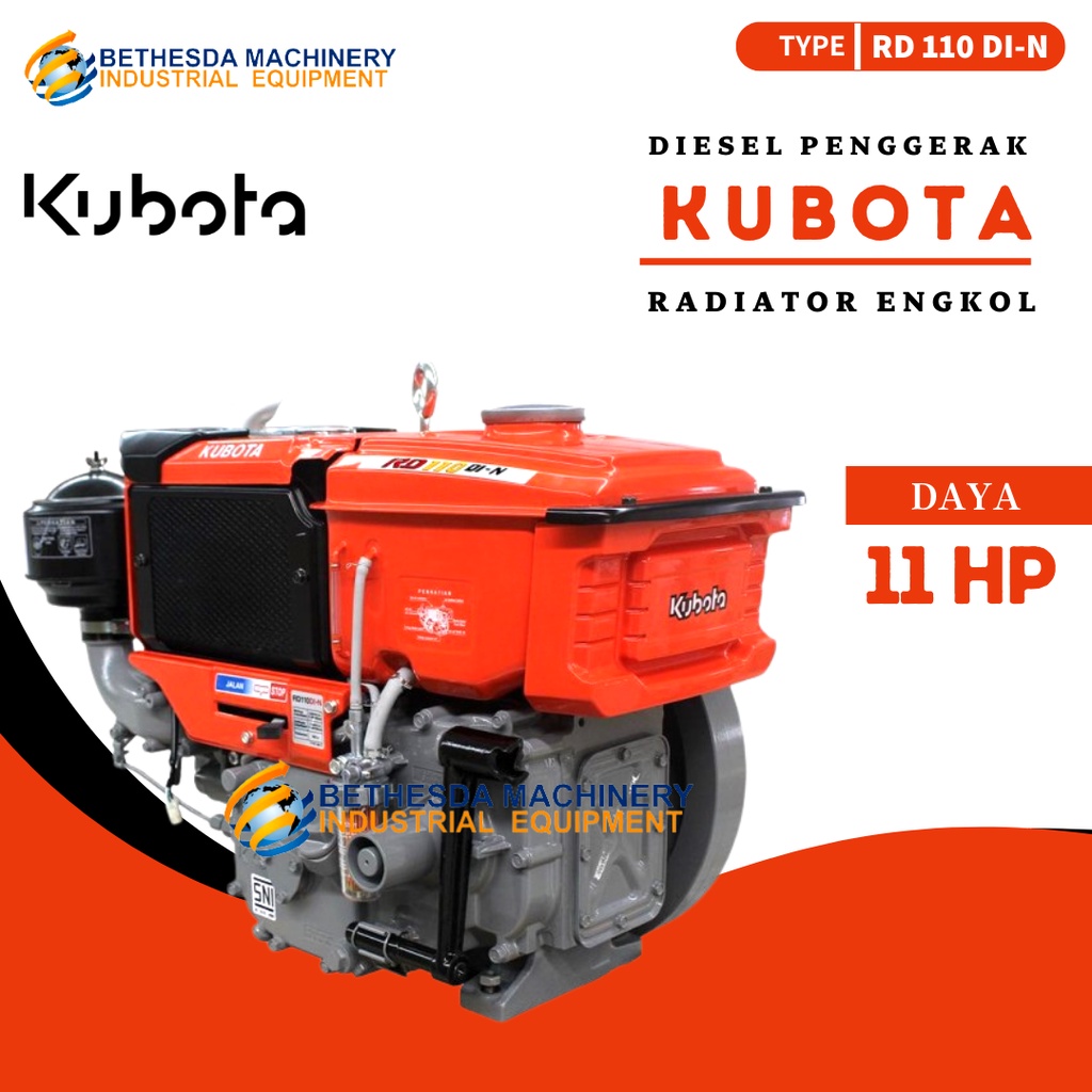 Jual Mesin Diesel Kubota 11 HP Radiator Engkol RD 110 di-2n/Penggerak ...