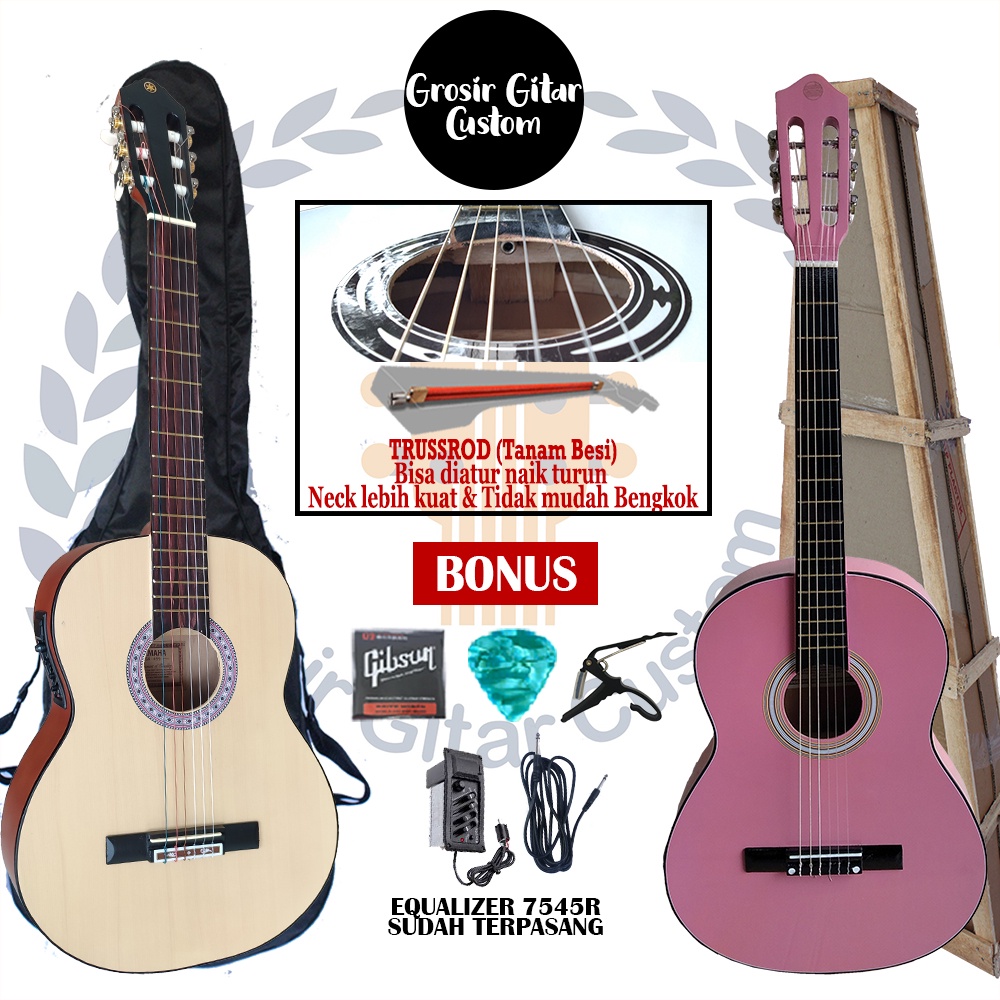Jual Gitar Classic Nilon Tanam Besi Akustik Elektrik Free Packing kayu ...