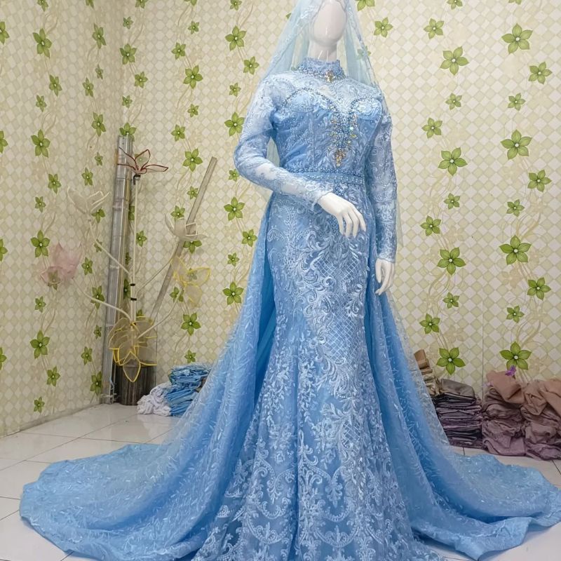 Jual gaun pengantin murah model slim lengkap slayer warna frozen ...