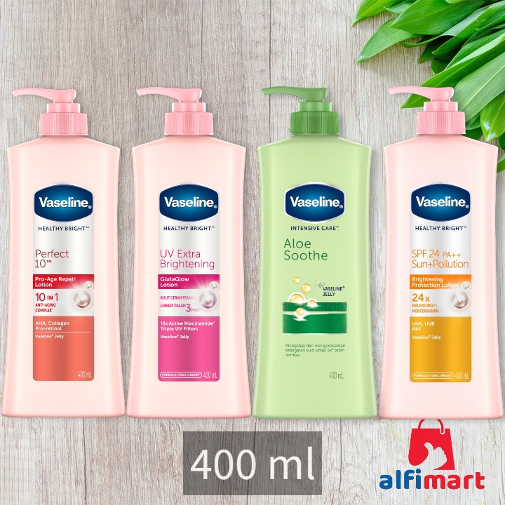 Jual Vaseline 400ml 400 ml hand body lotion / Vaseline Healthy Bright ...
