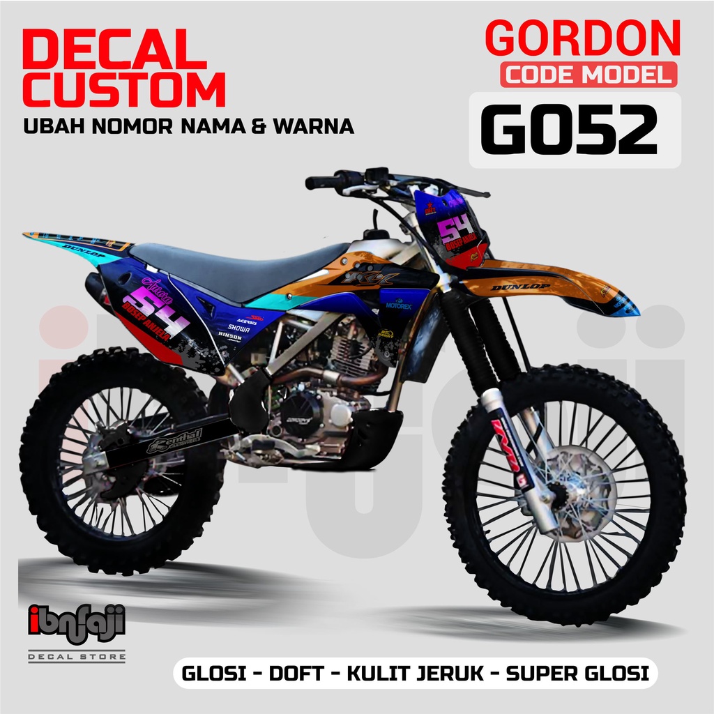 Jual decal gordon klx merah biru hitam full bodi desain custom g052 ...