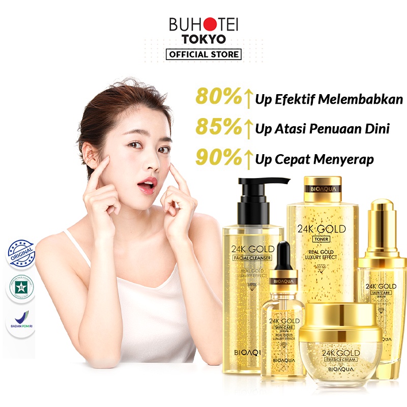 Jual BUHOTEI BIOAQUA 24K Gold Skin Care Whitening Brightening Glowing ...