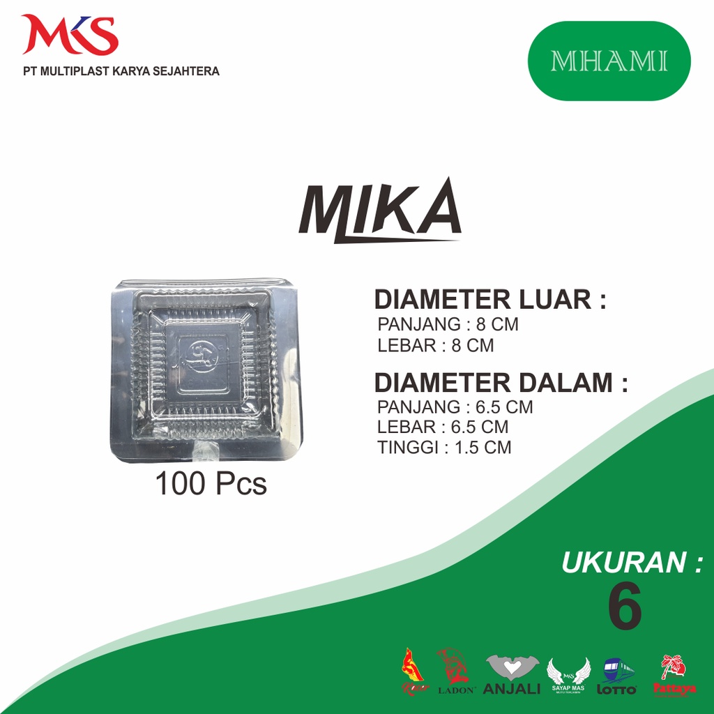 Jual MIKA MHAMY PLASTIK MIKA 6A BENING @100pcs Mika Kemasan Kue Bening ...