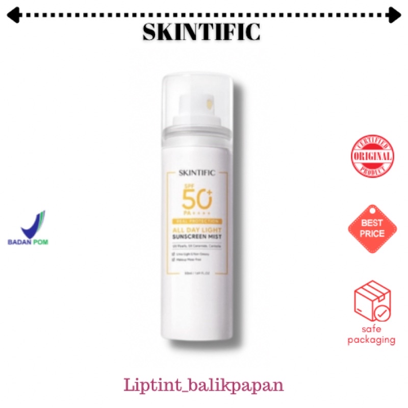 Jual SKINTIFIC ALL DAY LIGHT Sunscreen Mist SPF 50 PA++++ | Shopee ...