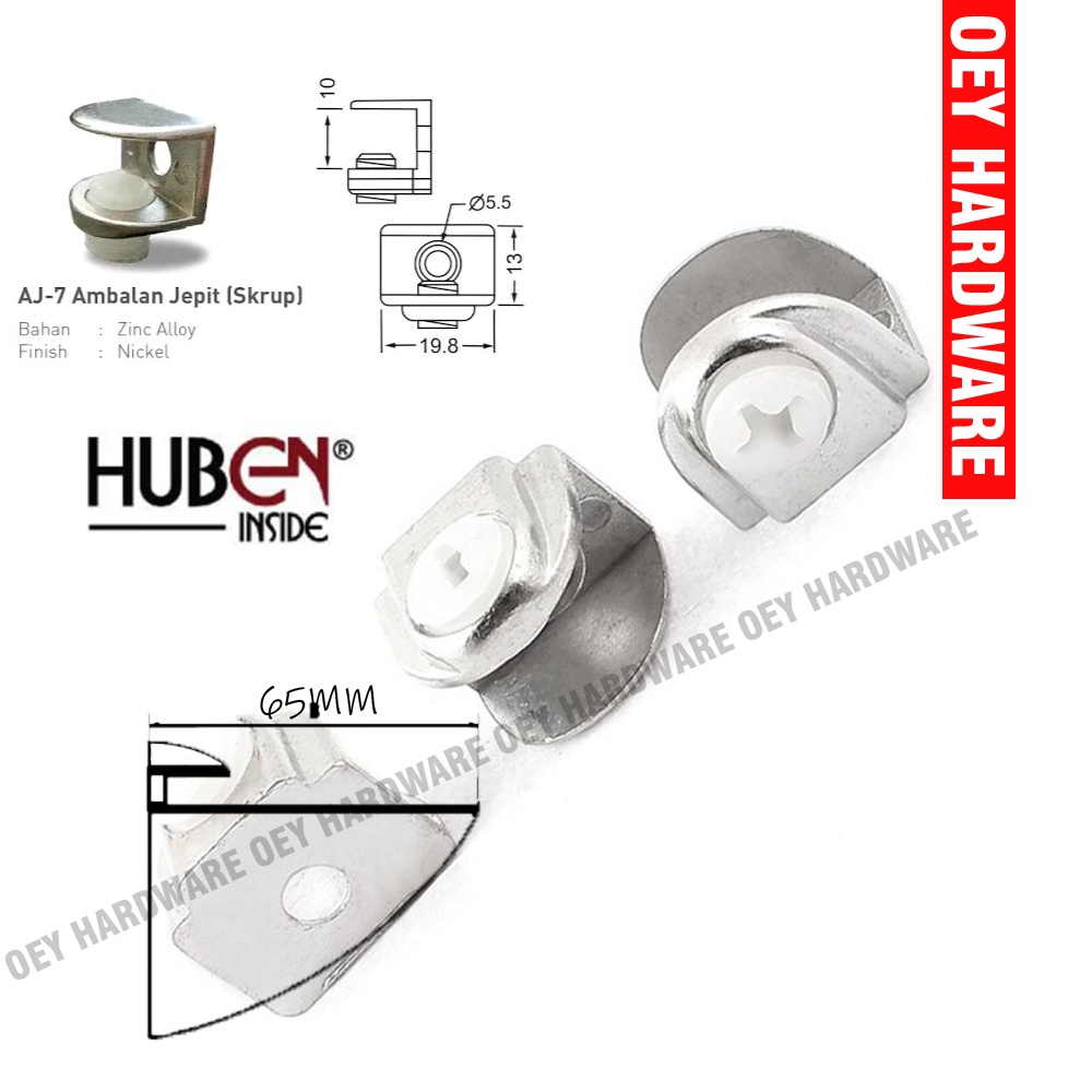 Jual HUBEN AJ-7 AMBALAN JEPIT KACA - GLASS SHELF SUPPORT FITTING | Shopee Indonesia