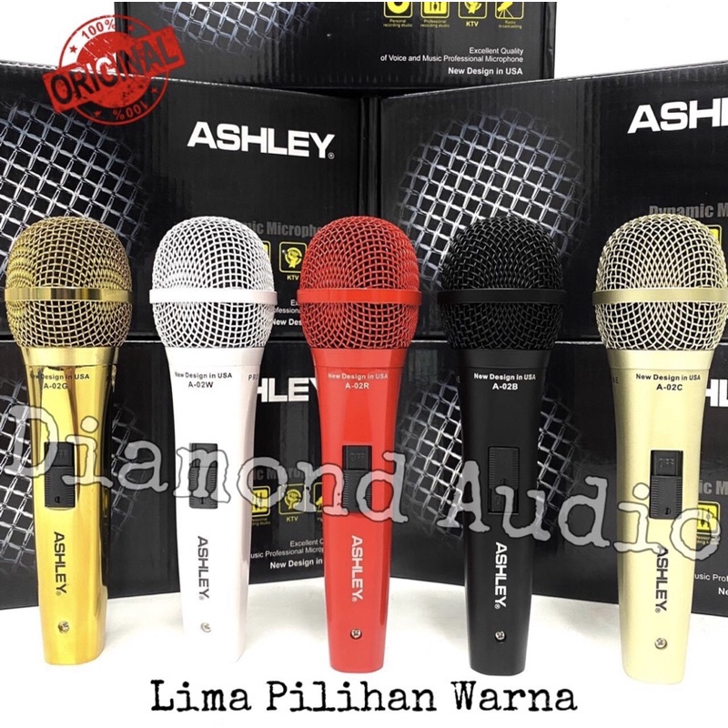 Jual Mic Kabel Ashley A02 Original Microphone Genggam Cable Dynamic A ...