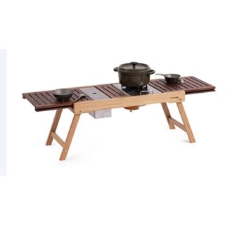 Jual Meja Camping Sliding Dengan Sekat Pemisah Kompor dan Grill Kayu ...