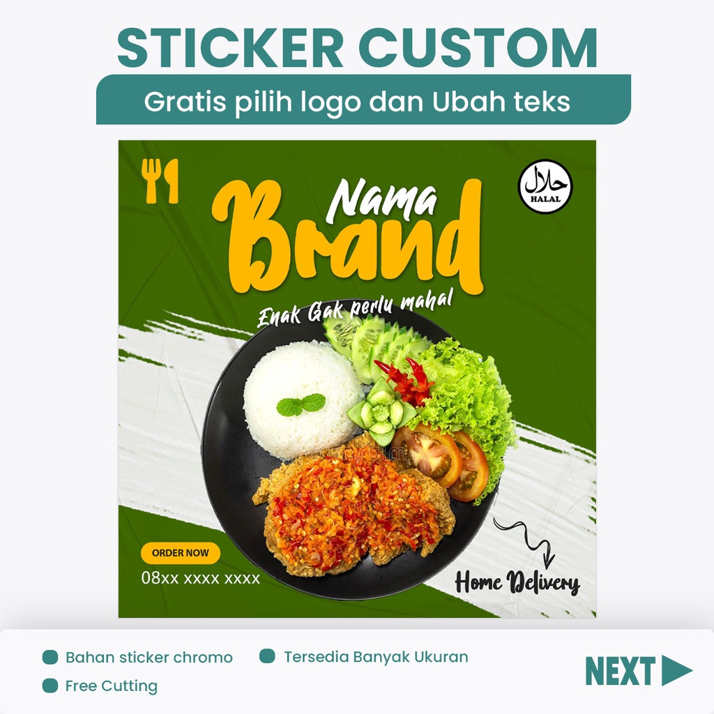 Jual Cetak Sticker Lebel Makanan | Stiker catering Ayam Geprek stiker ...