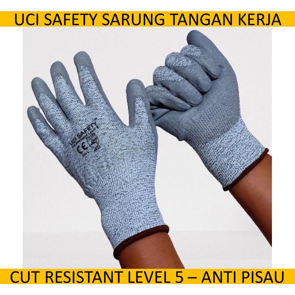 Jual Uci Safety Anti Pisau Potong Anti Gores Hand Gloves Anti Licin Anti Slip Anti Iris Coating ...