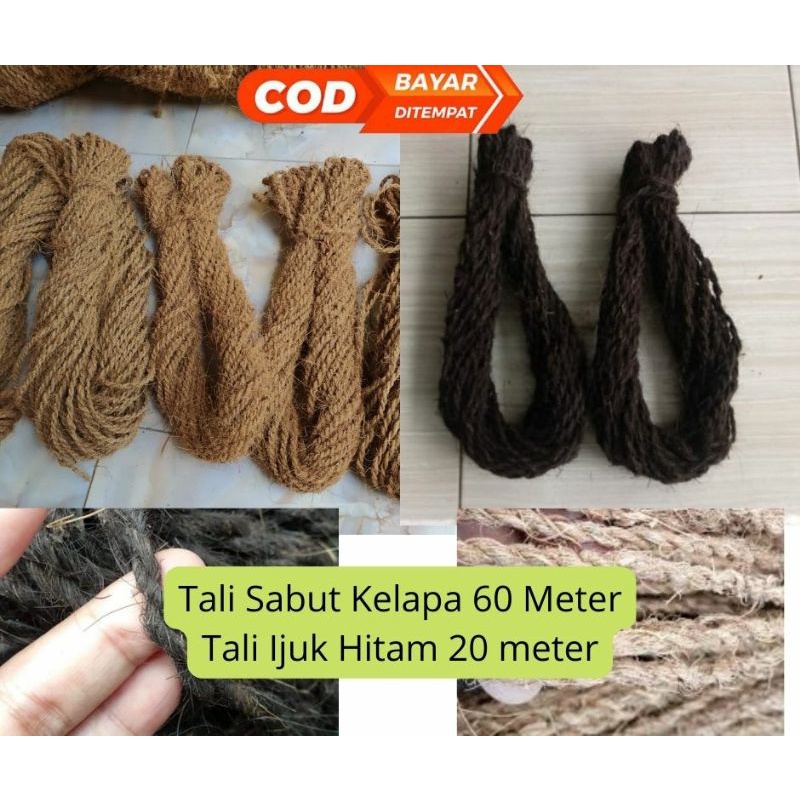 Jual Tali Sabut Kelapa Untuk Anggrek, Tali Ijuk Hitam Pengikat Bambu ...