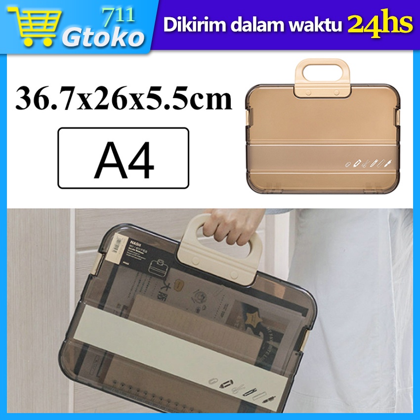 Jual Carry File Box F4 (Folio) Tebal Transparent Expanding File Handle ...