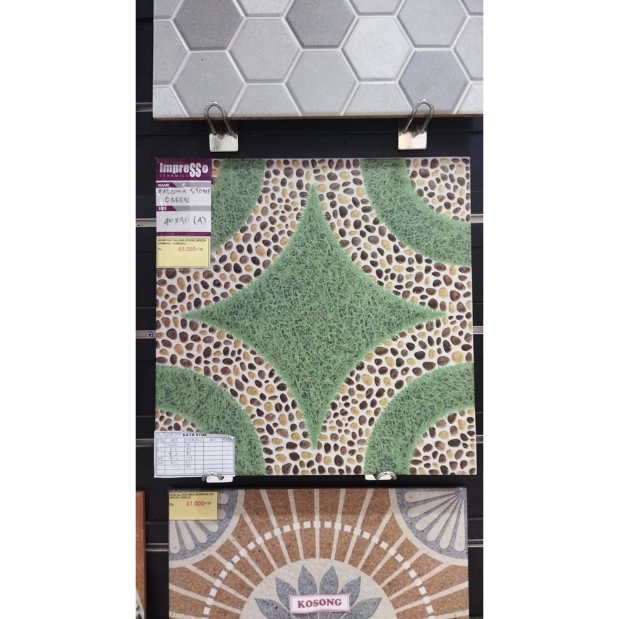 Jual Keramik Lantai Taman 40x40 KIA Paloma Stone Green | Shopee Indonesia