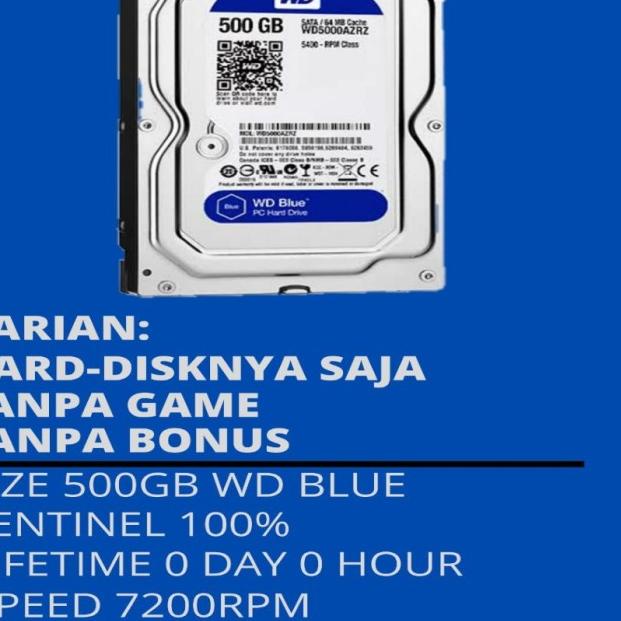 Jual HARDISK INTERNAL PC WD BLUE 500GB ISI FULL GAME PC NEW - HDD NYA ...
