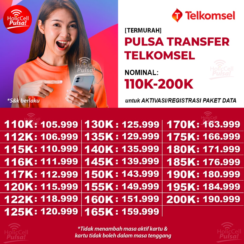 Jual PULSA TRANSFER TELKOMSEL NOMINAL 110K-200K I WAJIB BACA DESKRIPSI ...