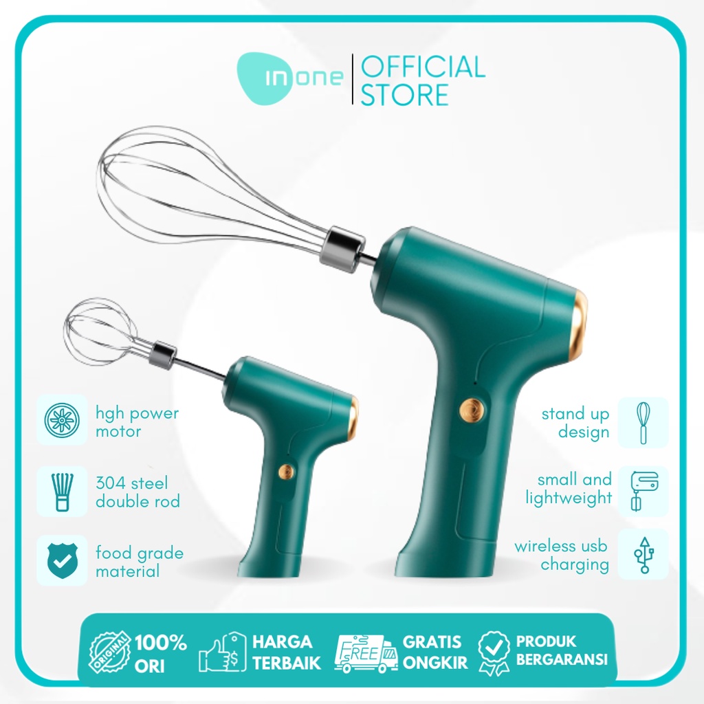 Jual INONE Mixer Tangan Mini Tanpa Kabel USB Rechargeable Hand Mixer 2 ...