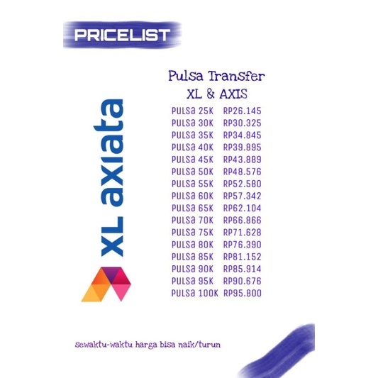 Jual PULSA TRANSFER XL/AXIS 25K-100K | Shopee Indonesia