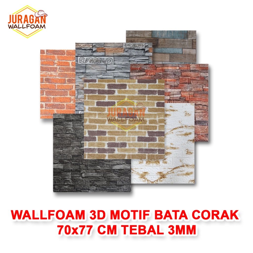 Jual JF - Wallpaper 3D bata corak 70x77cm | Shopee Indonesia
