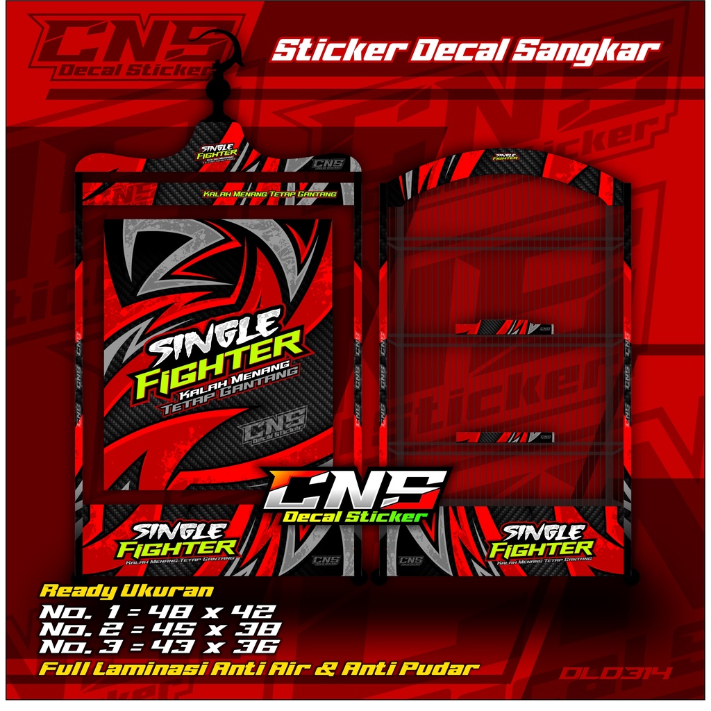 Jual Stiker Decal SINGLE FIGHTER 01 CNS ORIGINAL DESIGN Sangkar Burung ...