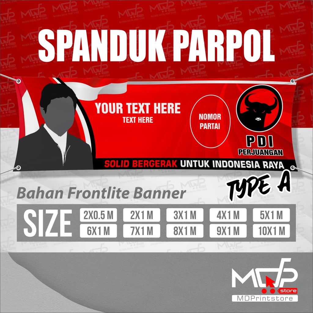 Jual SPANDUK 2X1 BANNER PARPOL PARTAI POLITIK KAMPANYE PEMILU PDIP ...