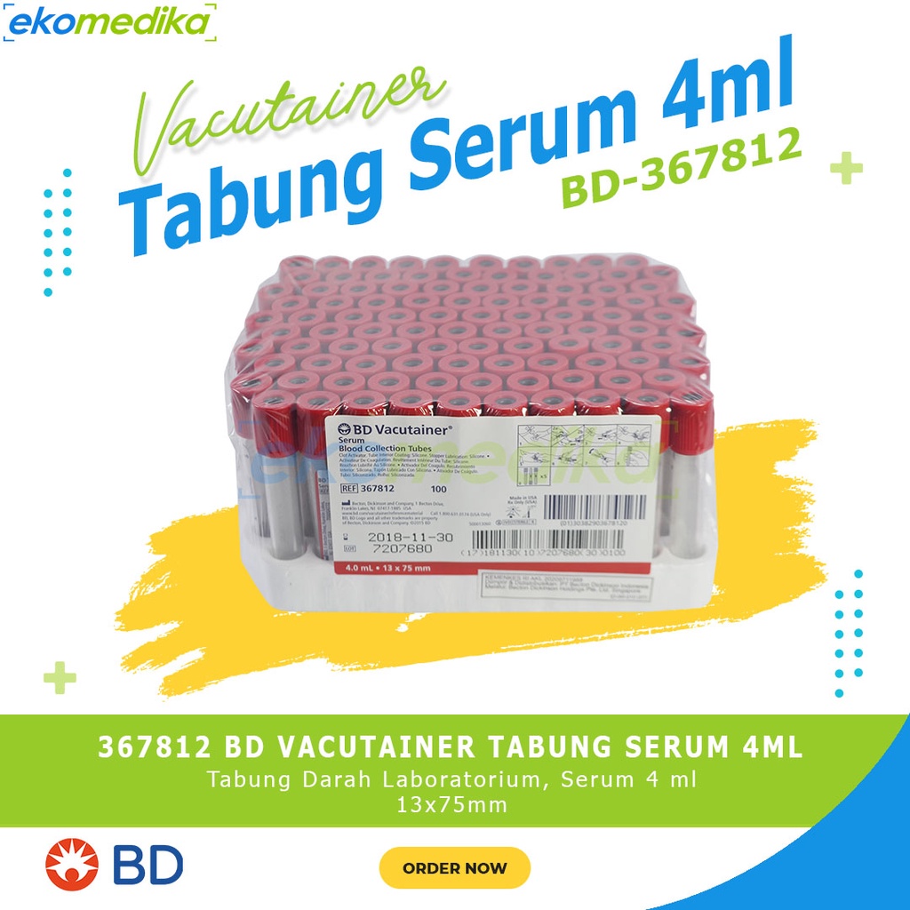 Jual Tabung Serum BD 367812 Tabung Serum Blood Collection tube 4 ml isi ...