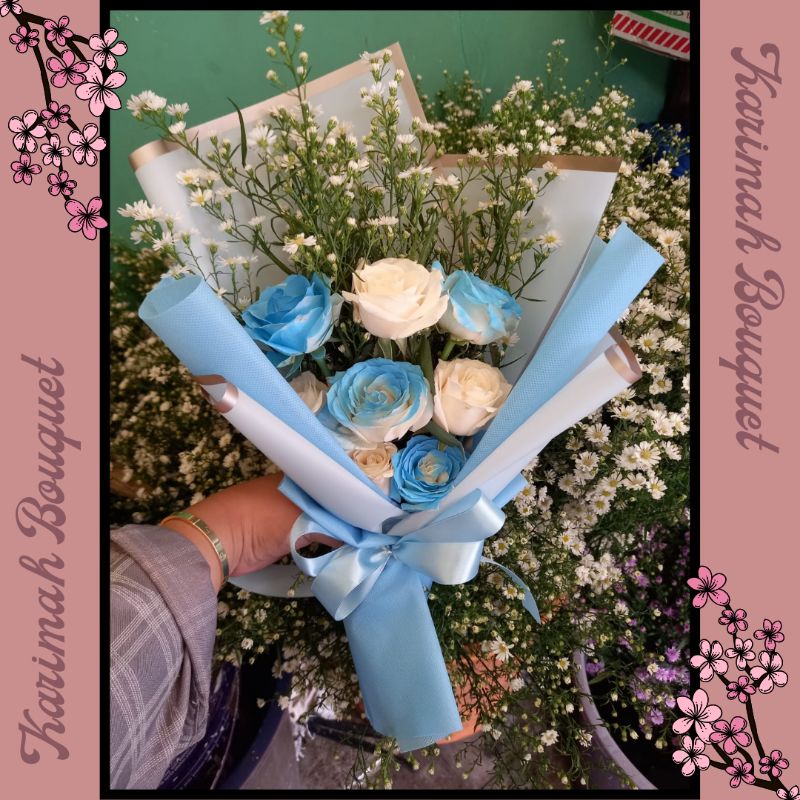 Jual SEHARI JADI! Buket Bunga Wisuda Mix Mawar Biru / Bouquet Bunga ...