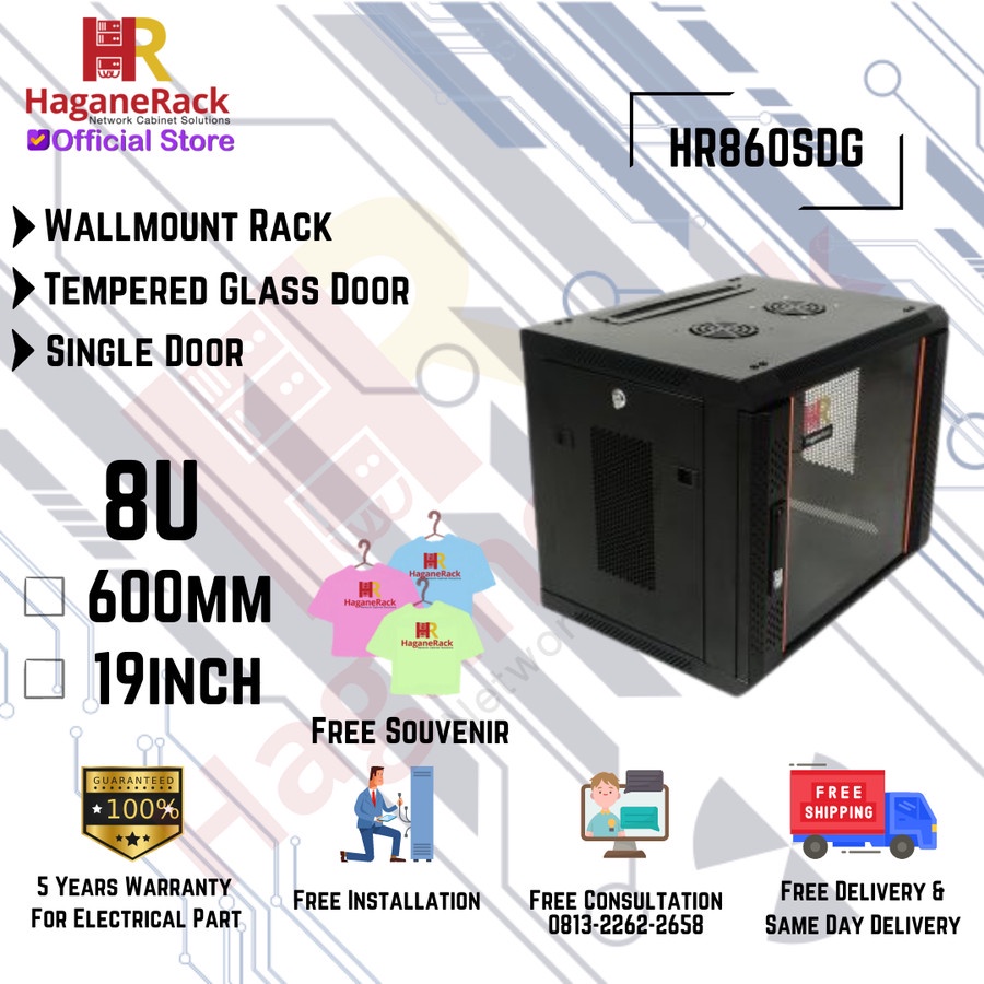Jual WALLMOUNT RACK 8U 600MM - HR860SDG HAGANERACK RAK SERVER SINGLE ...