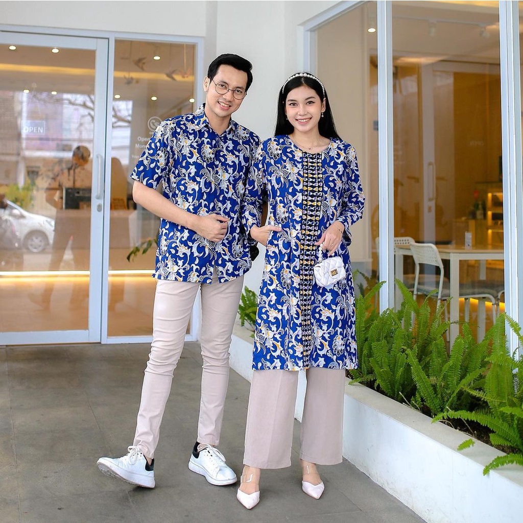 Jual Benang Raja Batik Couple Pria Wanita Motif Teratai | Shopee Indonesia