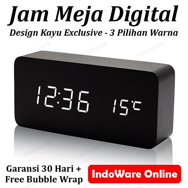 Jual Jam Meja Kayu Led Digital / Digital Wood Smart Alarm Clock ...