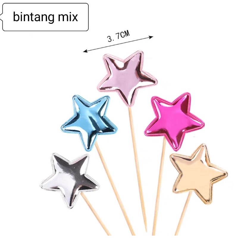 Jual toper hiasan cake bintang star 5pc tusukan bintang aplikasi ...