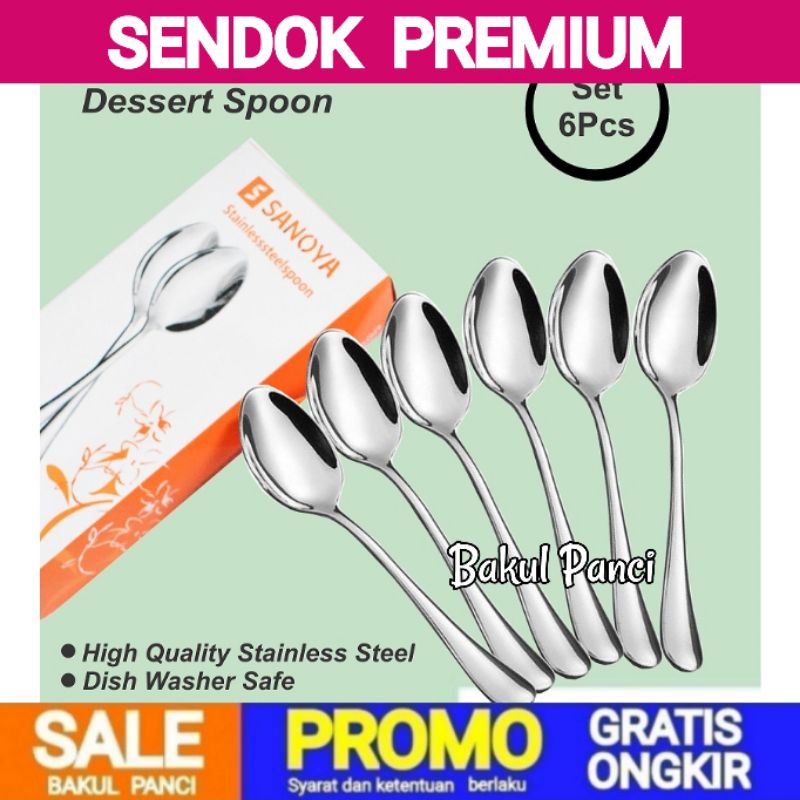 Jual SENDOK MAKAN SANOYA STAINLESS TEBAL ISI 6 PCS | Shopee Indonesia