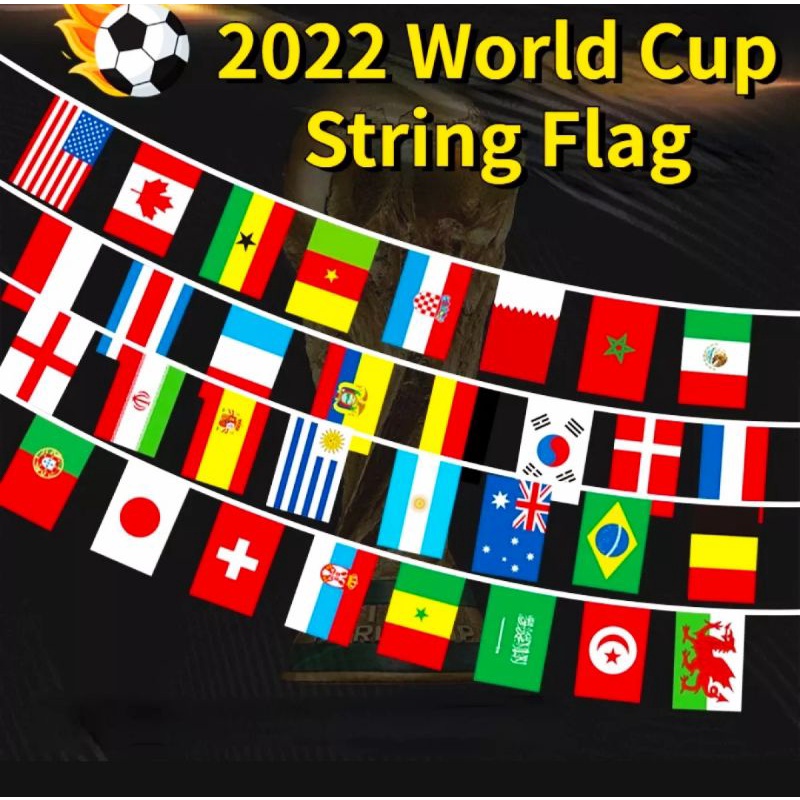 Jual bendera renceng panjang 8 meter bendera peserta piala dunia 2022 ...