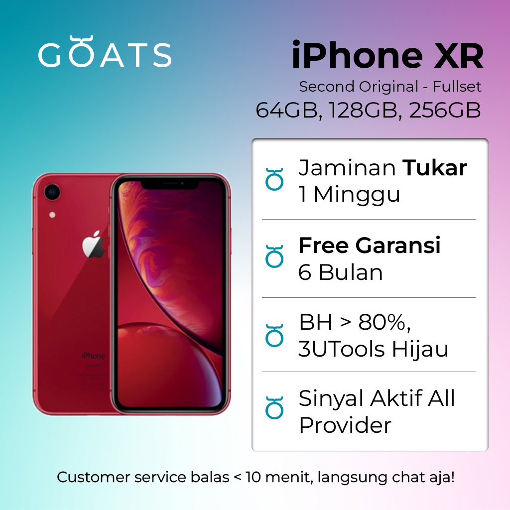 Jual Apple iPhone XR 256GB 128GB 64GB Second Seken Bekas Garansi 6 Bulan - Fullset 100% Original ...