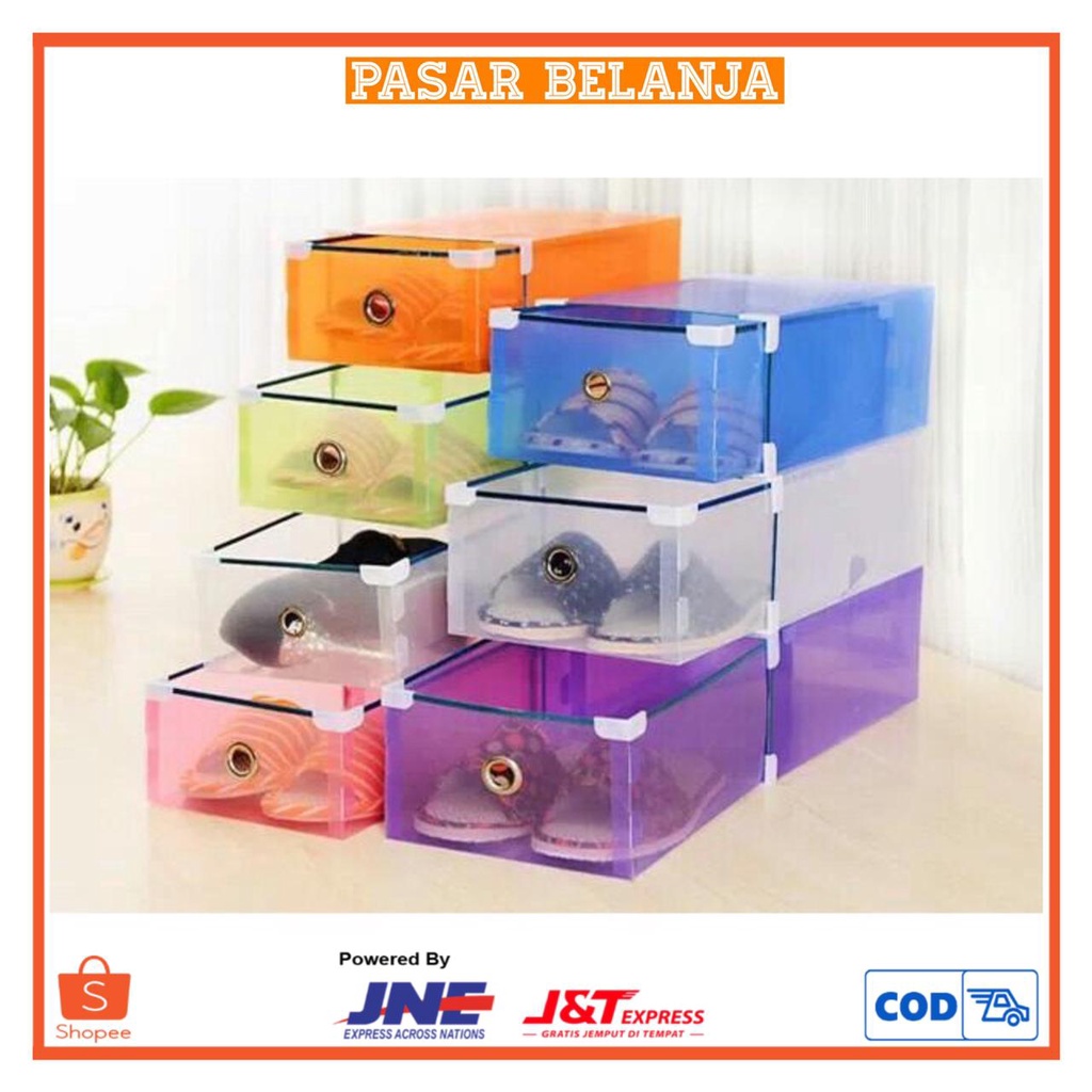 Jual P059 Box Sepatu Kotak sepatu Transparan ring dan sudut plastik ...