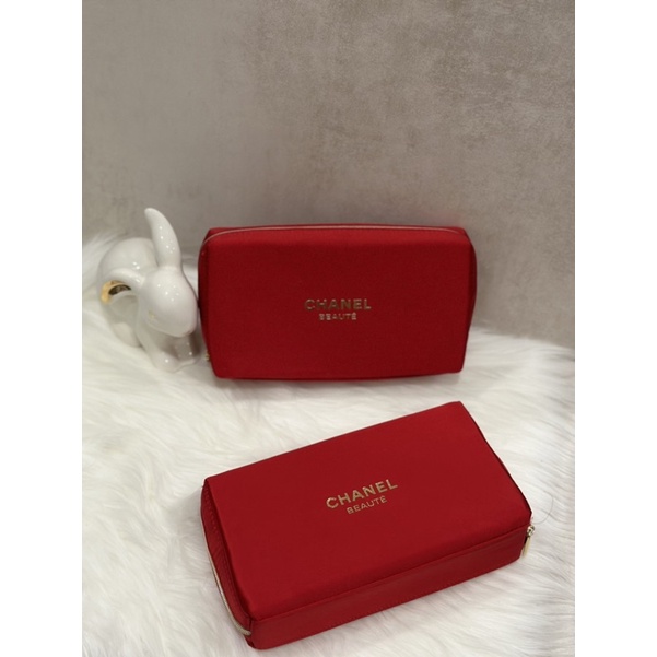 Jual Chanel makeup pouch in red colour | Shopee Indonesia