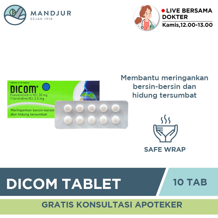 Jual Dicom 10 Tablet - Pereda Hidung Tersumbat | Shopee Indonesia