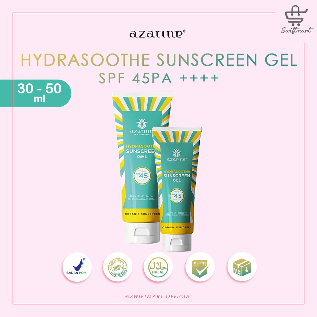 Jual AZARINE Hydrasoothe Sunscreen Gel SPF 45 PA ++++ | Blue Light ...